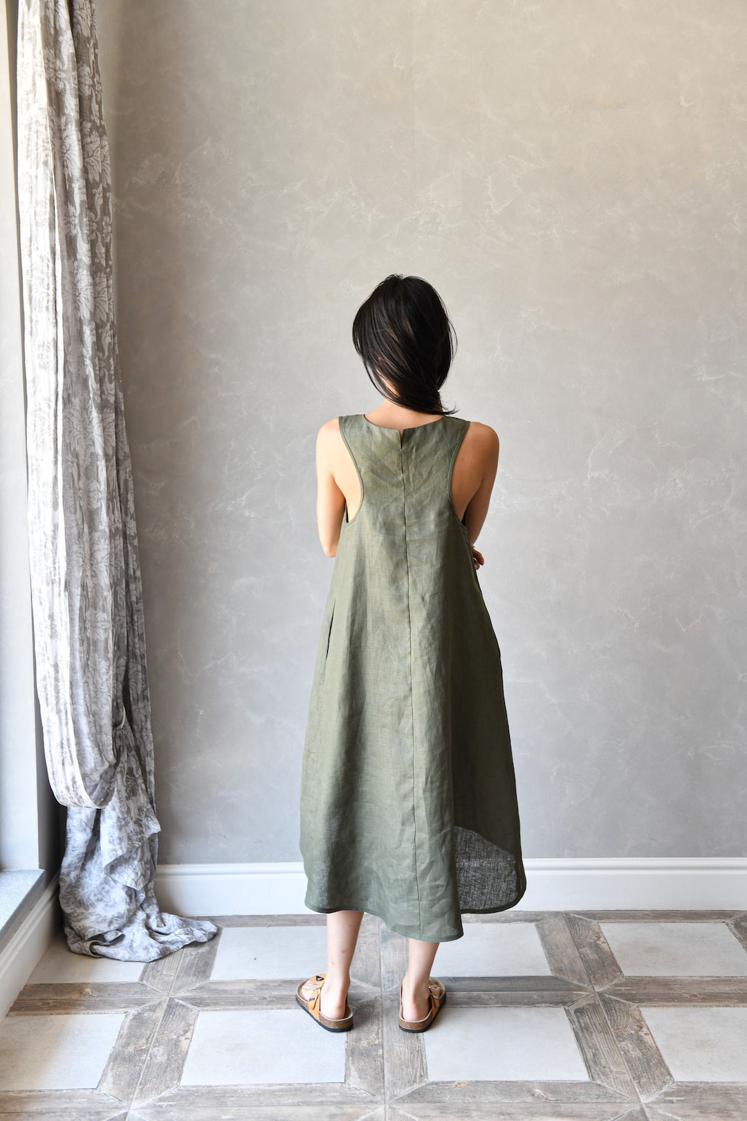 Linen Racer Back Dress, Linen Romantic Dress, Linen Slip Dress ...