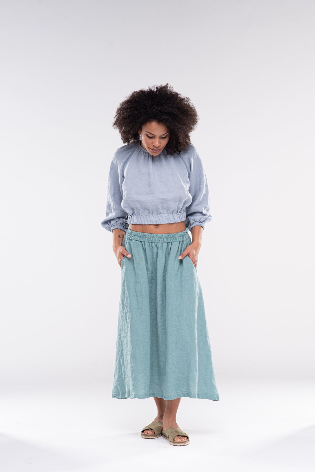 Long Linen Skirt MERIDA / Linen Maxi Skirt / Linen Skirts With Pockets ...