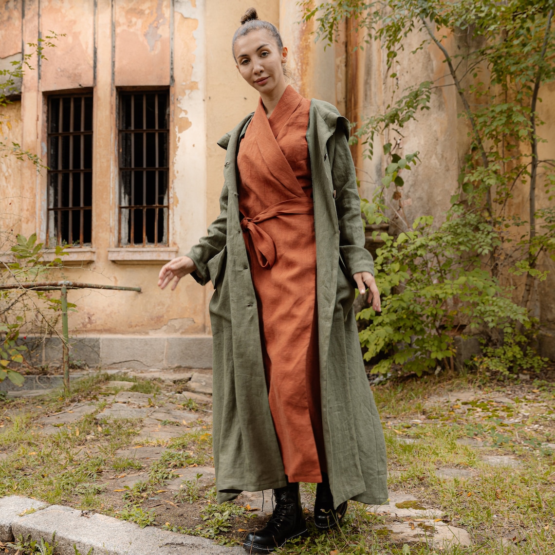 Linen Cloak With Hood / Linen Hooded Cape / Linen Cardigan | Etsy UK