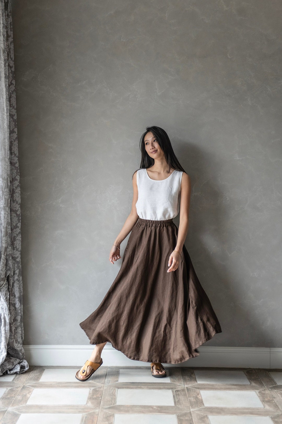 Maxi Linen Skirt, Long Linen Skirt, Plus Size Maxi Skirt, Linen Circle ...
