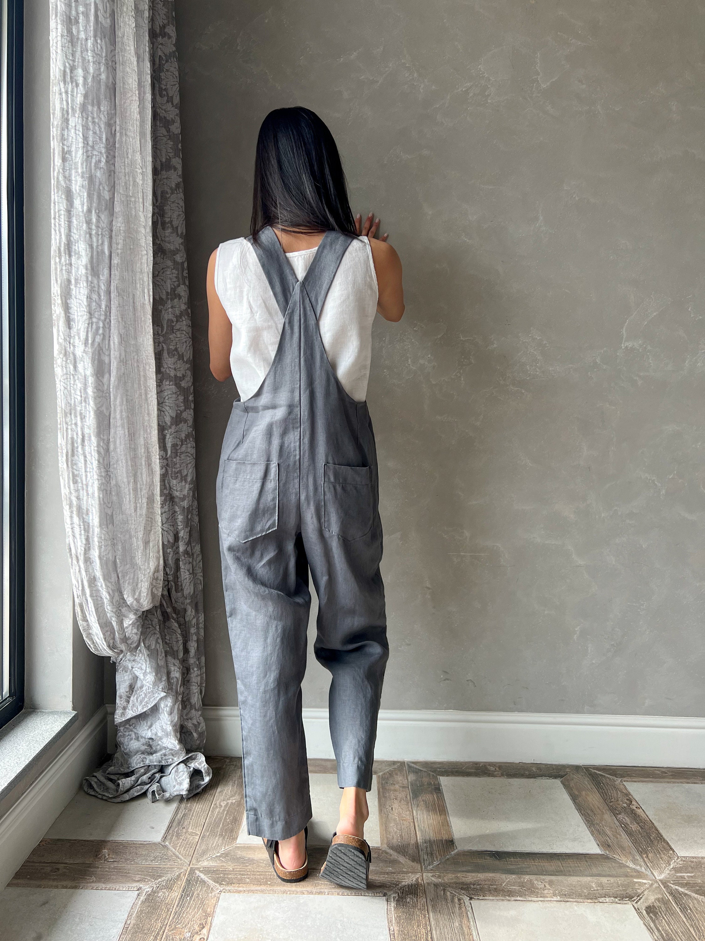 Linen Overalls Women, Linen Jumpsuit Dungaree, Sleeveless Summer ...