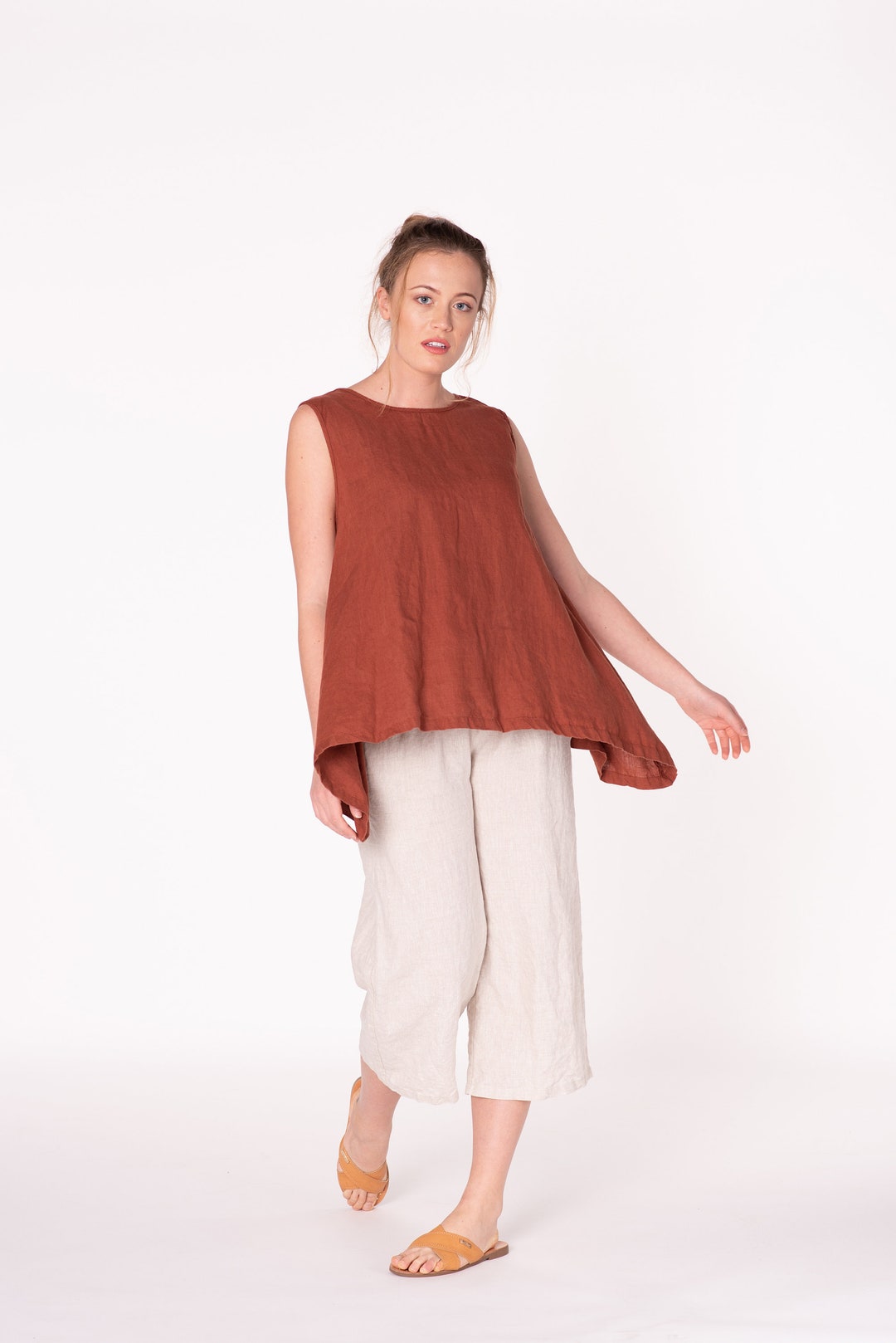 Plus Size Linen Clothing JULIET / Linen Tunic Top / Linen Tank Top - Etsy