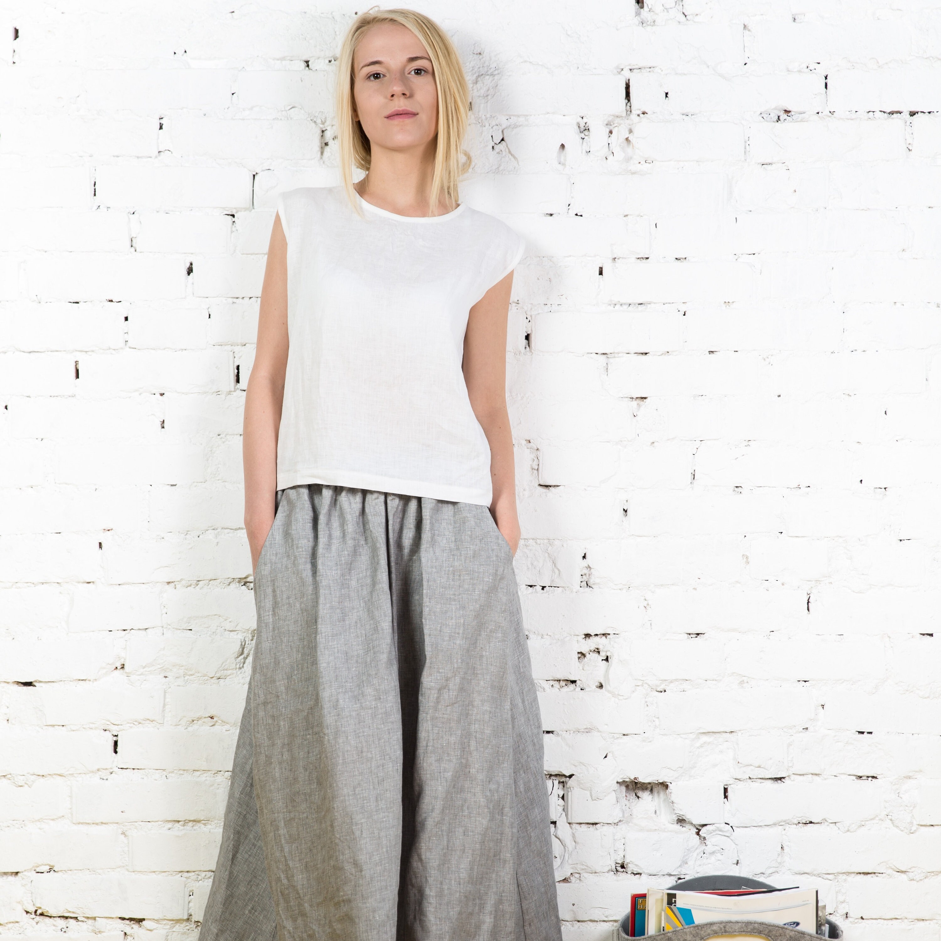 White Crop Top Linen Tee LISA / White Linen Top Boho Linen - Etsy