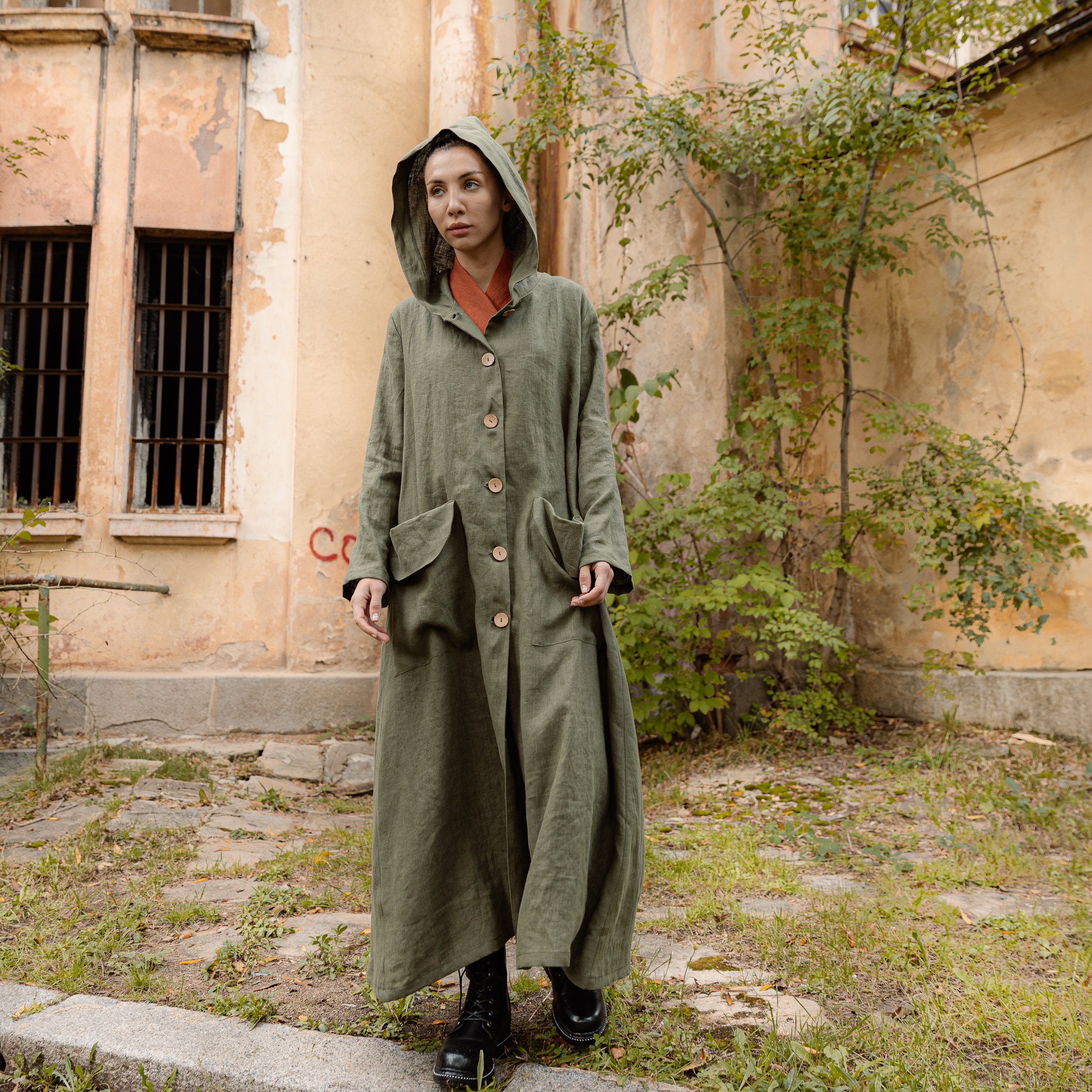 Linen Cloak With Hood / Linen Hooded Cape / Linen Cardigan - Etsy UK