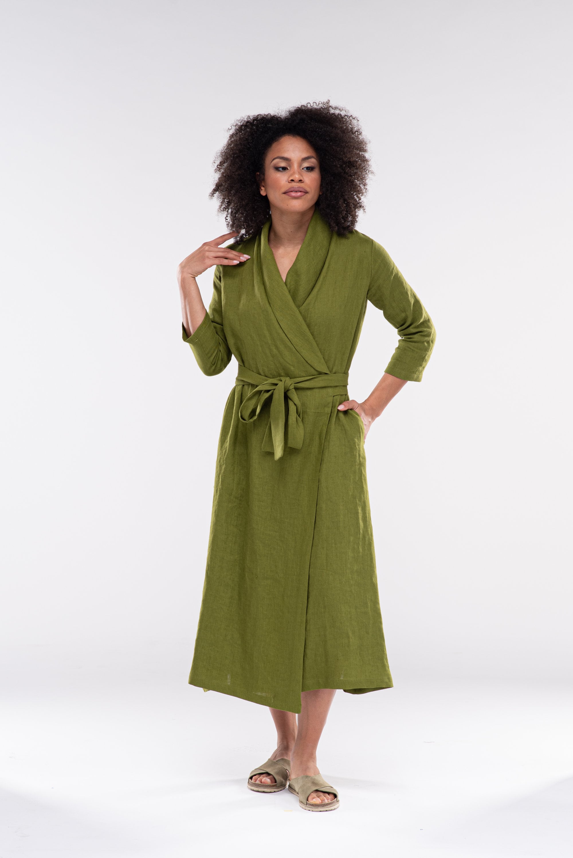 Linen Wrap Dress Long Linen Dress Women Linen Dress NORA | Etsy