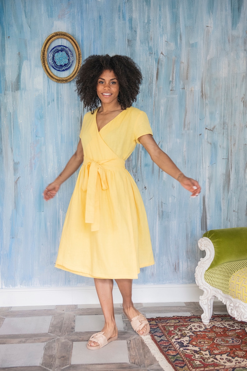 Linen Wrap Dress Linen Sundress Fairy Dress Organic Linen - Etsy