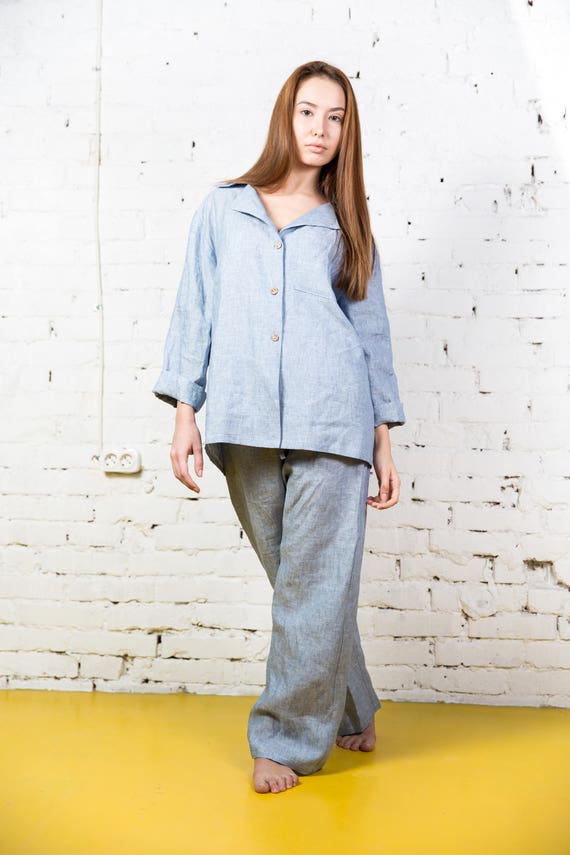 Linen pajamas linen sleepwear pajama set linen pajamas set | Etsy