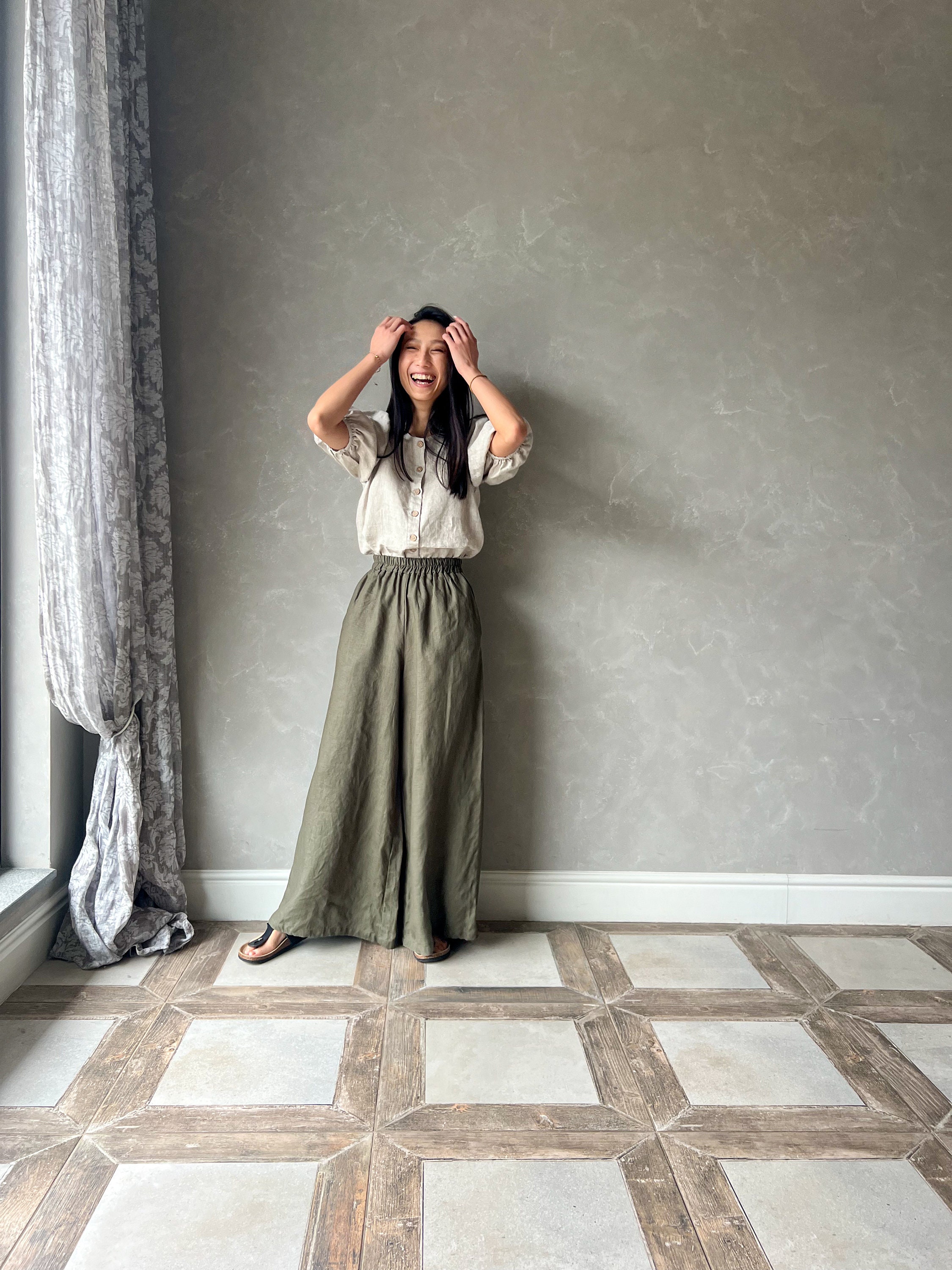 Linen Wide Leg Pants, Linen Palazzo Pants, Linen Trousers Linen Wide Leg Pants, Linen Palazzo Pants, Linen Trousers