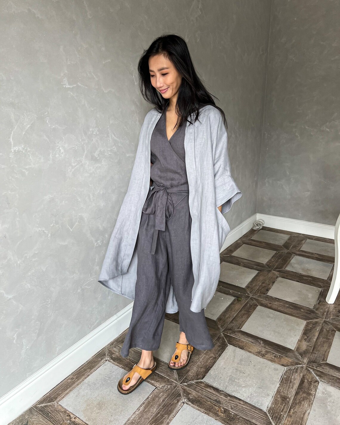 Oversized Linen Coat Linen Duster Linen Kimono Jacket Linen - Etsy