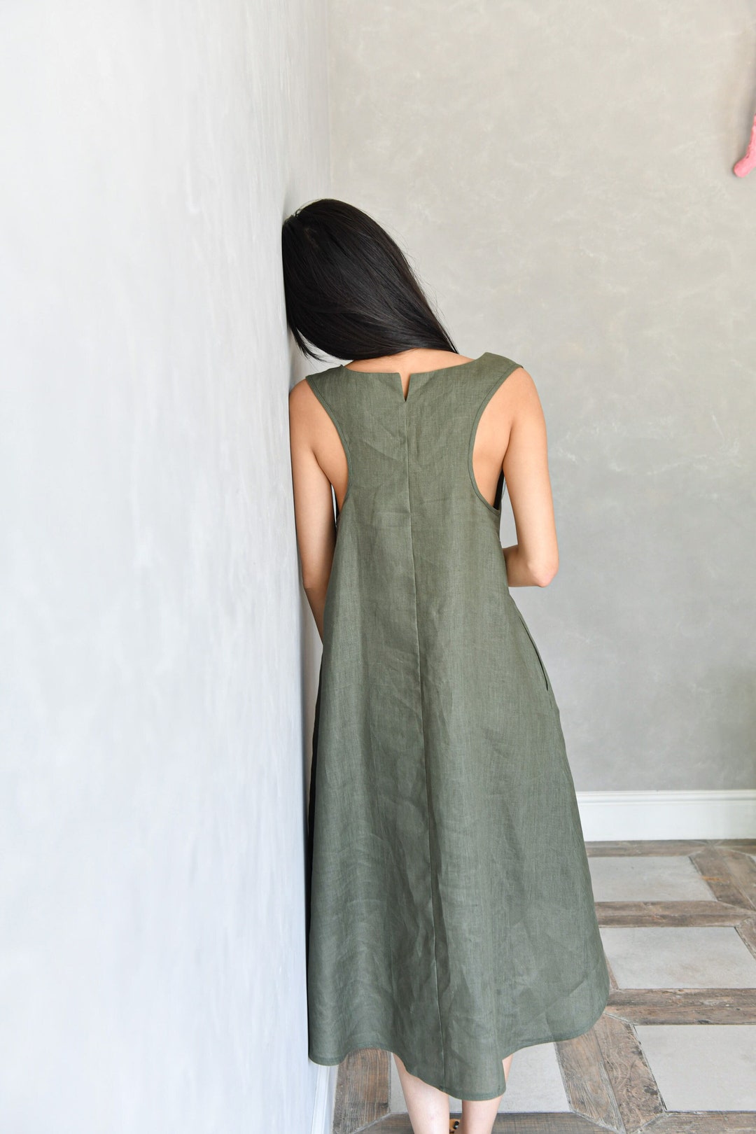Linen Racer Back Dress, Linen Summer Dress, Sleeveless Linen Dress ...