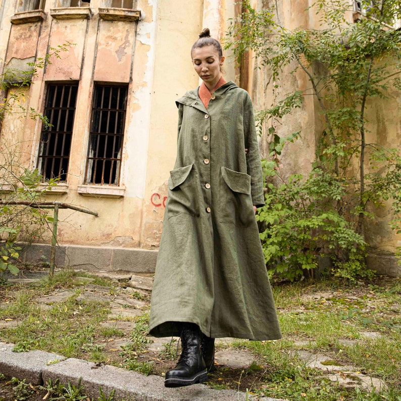 Linen Cloak With Hood Linen Hooded Cape Linen Cardigan Coat - Etsy