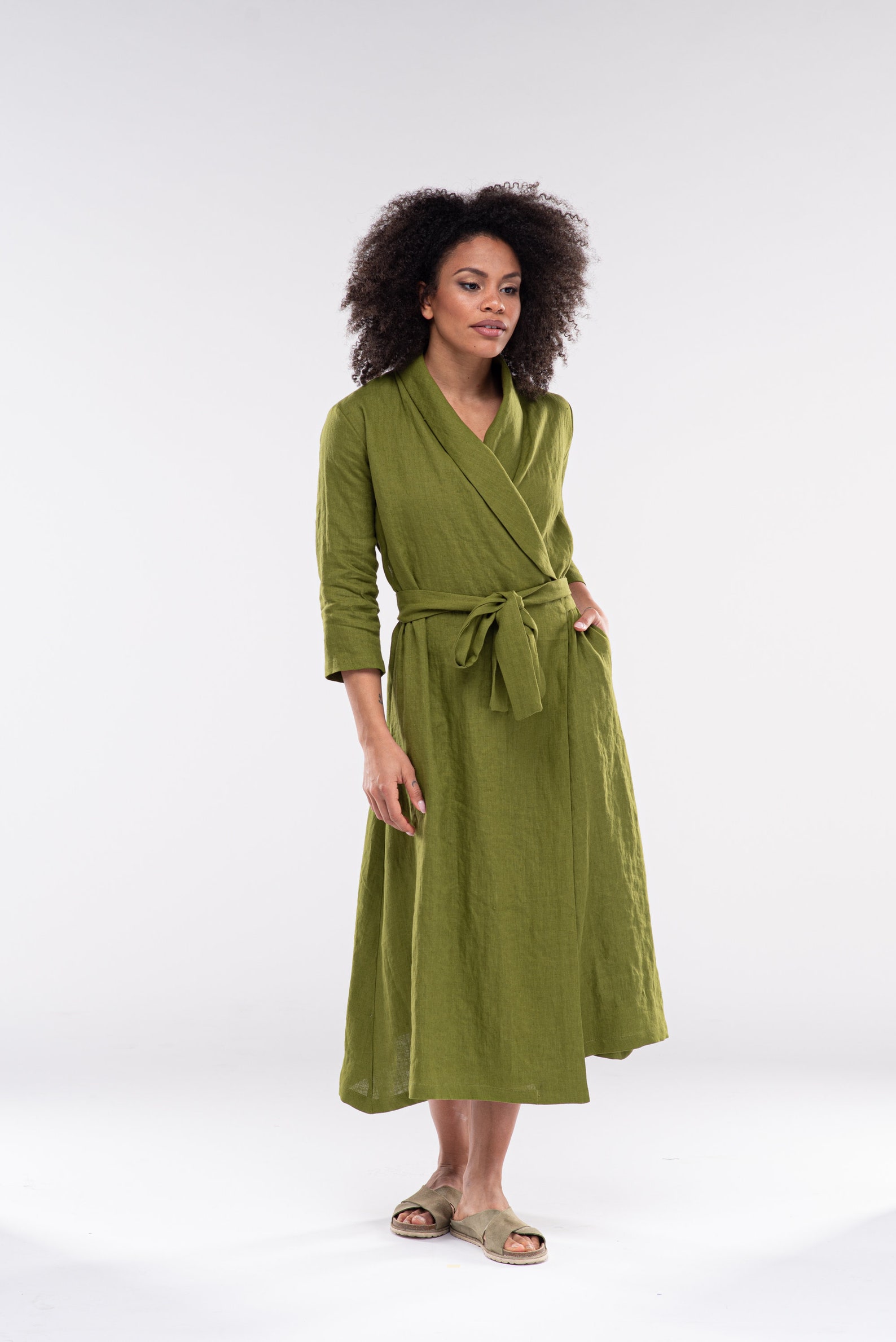 Linen Wrap Dress Long Linen Dress Women Linen Dress NORA - Etsy