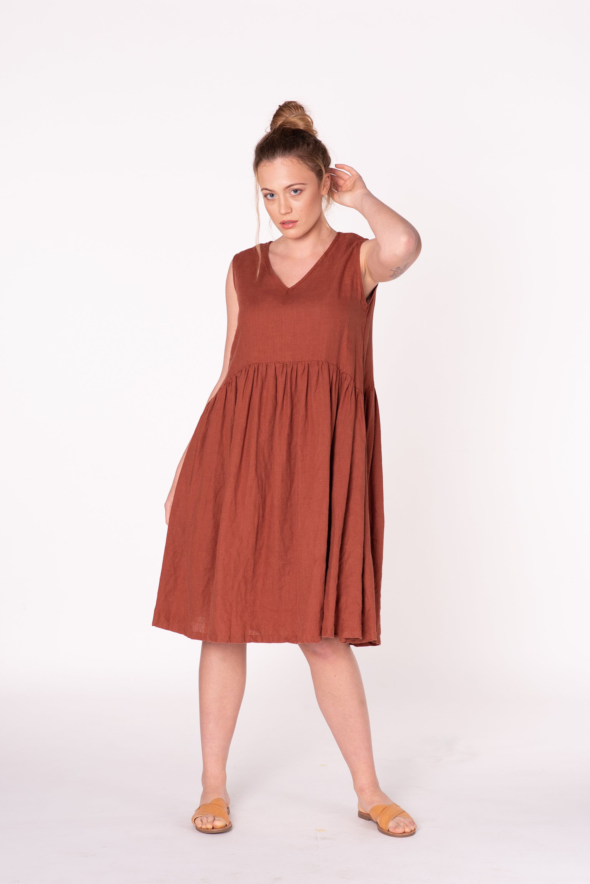 Linen dress with pockets NAIDA / Bridesmaid dress/ Ruffled | Etsy