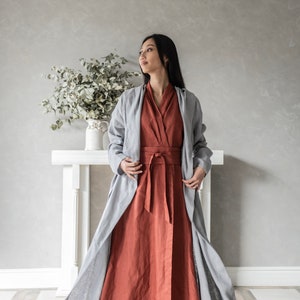 Hooded Linen Jacket Women, Long Linen Cloak, Maxi Linen Coat, Linen ...