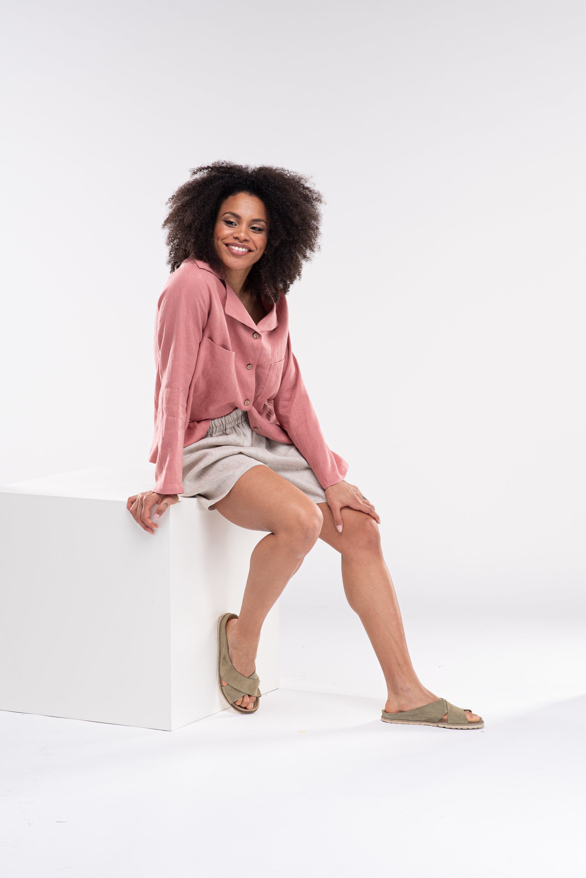 Loose Linen Blouse ERICA / Linen Shirts Women / Plus Size | Etsy