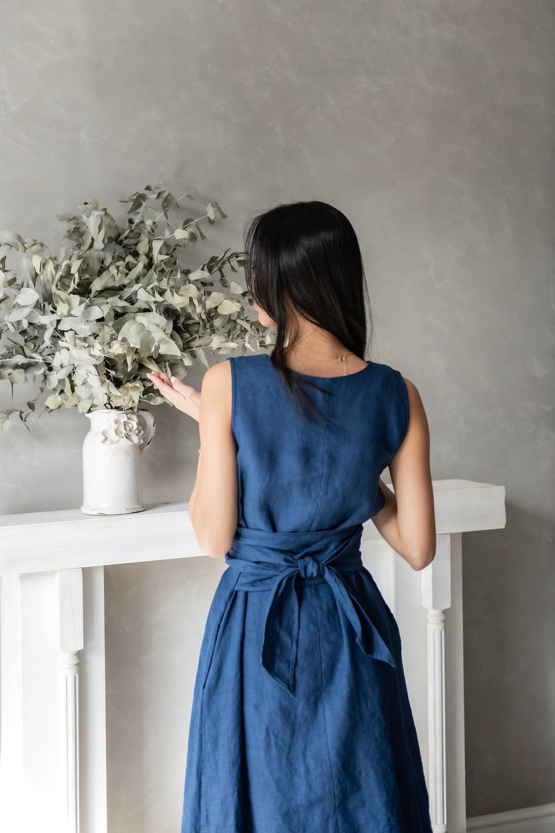 Linen Wrap Dress, Sleeveless Multiway Dress, Linen Maxi Wrap Dress ...