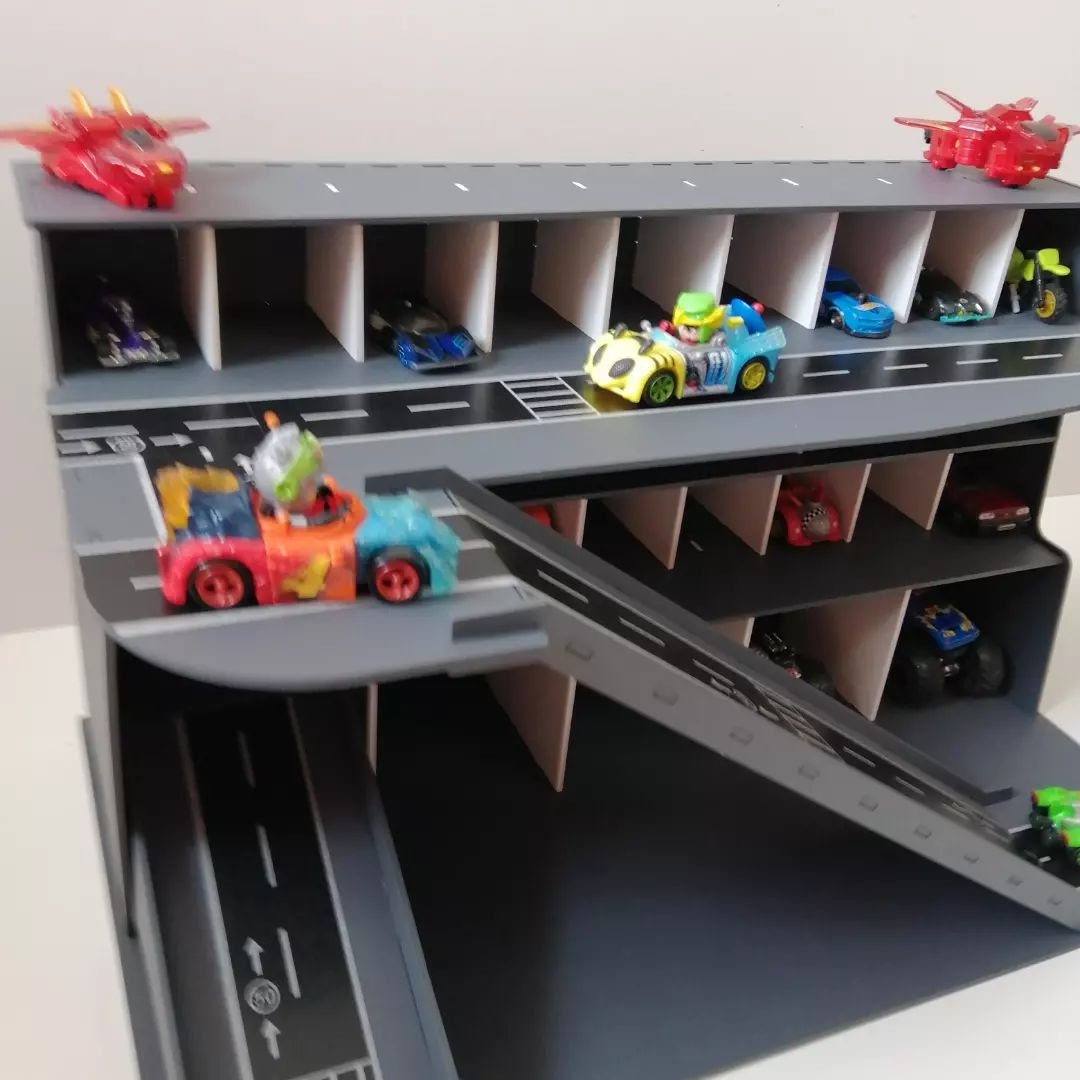 Wooden Toy Car Ramp Shelf, Toy Car Storage, Car Wheels Garage, Kids ...