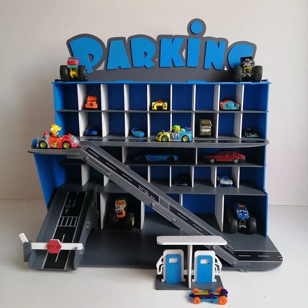 Toy Car Garage, Wooden Toy Car Ramp Shelf, Toy Car Storage, Garage for ...