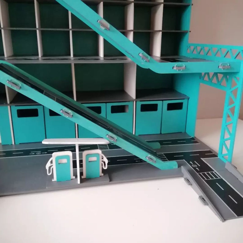 Wooden Toy Car Garage With Ramps, Doors, Gas Station - Etsy UK