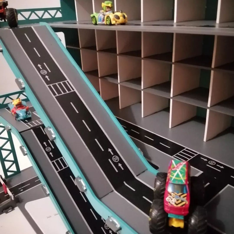 Wooden Toy Car Garage With Ramps, Doors, Gas Station - Etsy UK