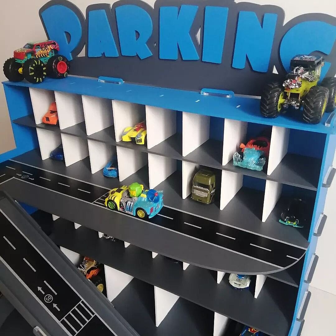 Toy Car Garage, Wooden Toy Car Ramp Shelf, Toy Car Storage, Garage for ...