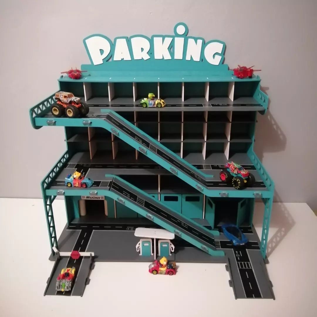 Wooden Toy Car Garage With Ramps, Doors, Gas Station - Etsy