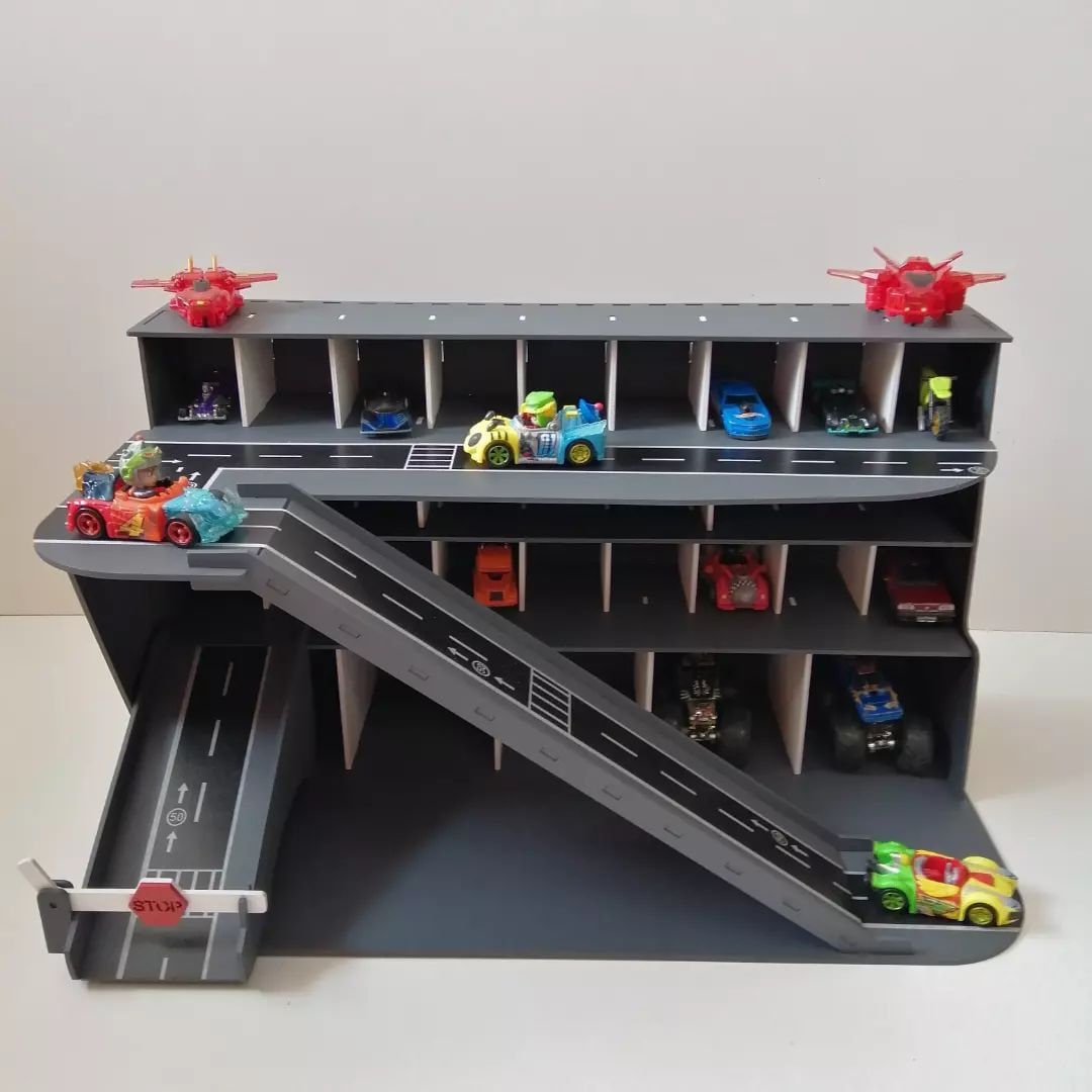 Wooden Toy Car Ramp Shelf, Toy Car Storage, Car Wheels Garage, Kids ...