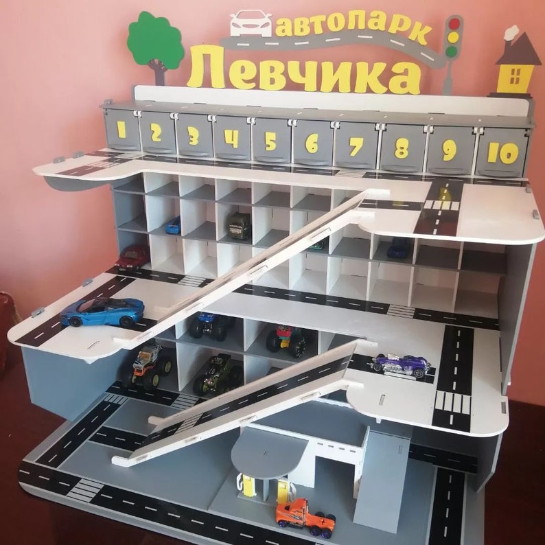 Wooden Toy Garage , Personalized Toy Garage for Toy Cars With Gates and ...