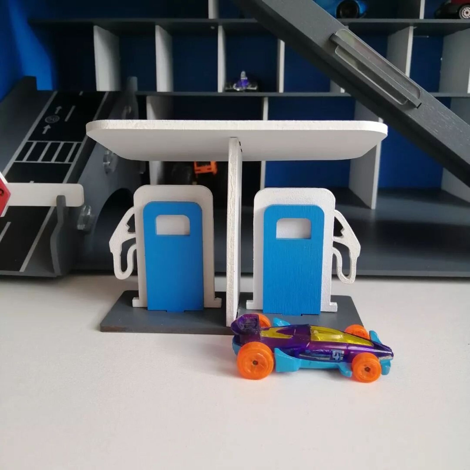 Toy Car Garage, Wooden Toy Car Ramp Shelf, Toy Car Storage, Garage for ...