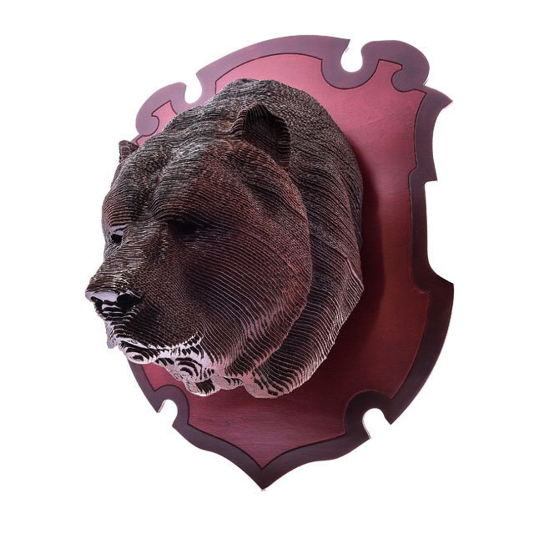 3D Cardboard Bear Sculpture Figure, Bear Head Sculpture, DIY Papercraft ...