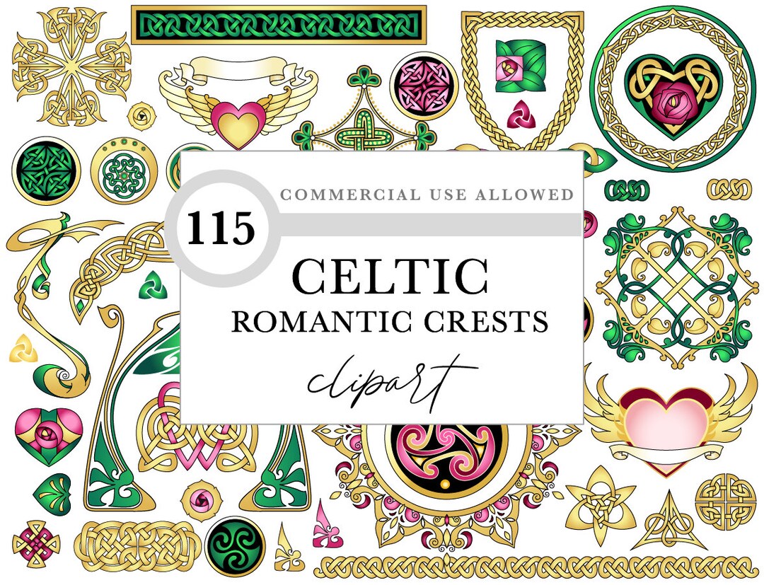 CELTIC Clipart Theme Pack Romantic Crest Clipart, INVITATIONS, Wedding ...
