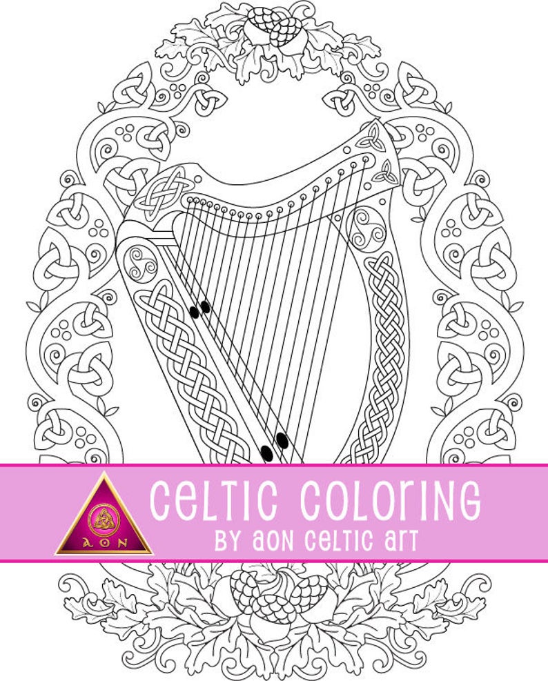 CELTIC COLORING Page Harp of Ireland Irish Colouring - Etsy Canada