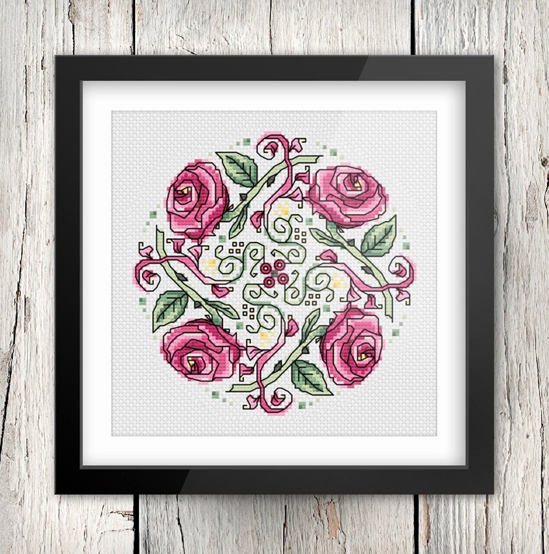 Celtic Cross Stitch Pattern: Whimsy Roses - Irish Floral Design - Etsy