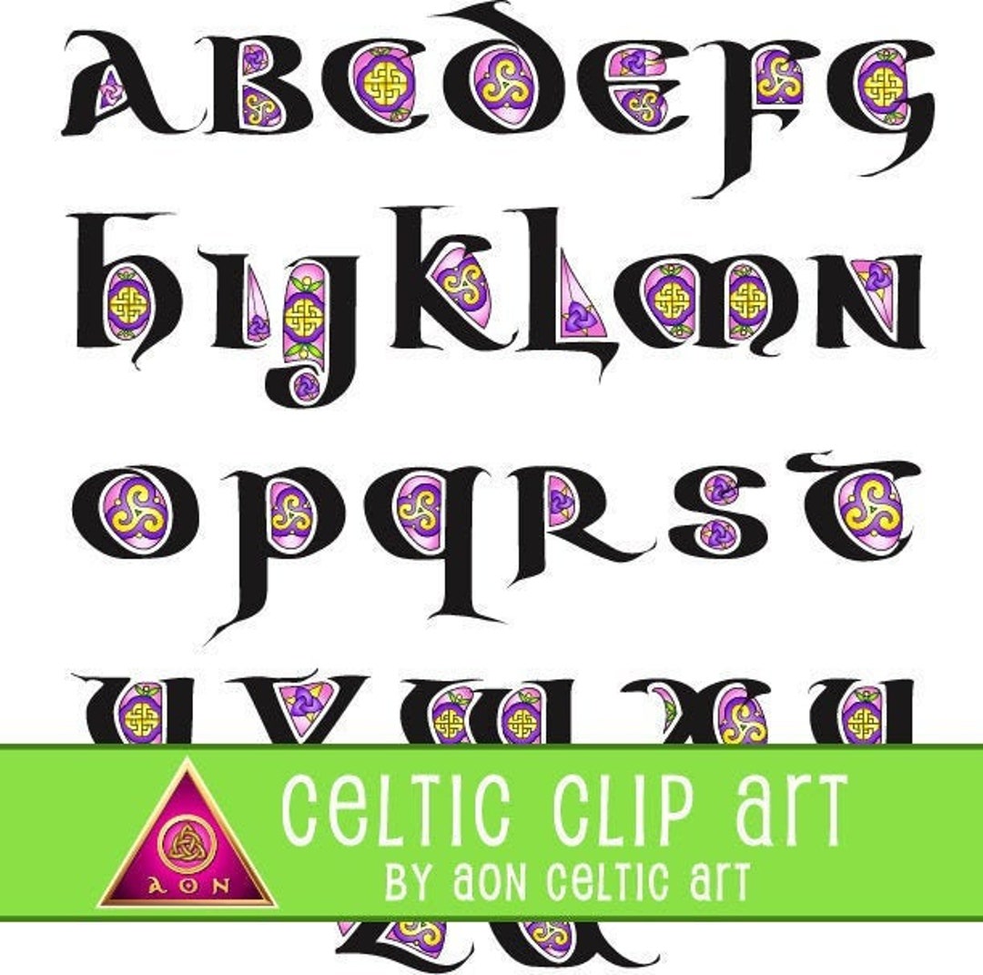CELTIC Clipart ALPHABET Durrow Decorated Letters Easter Color ...