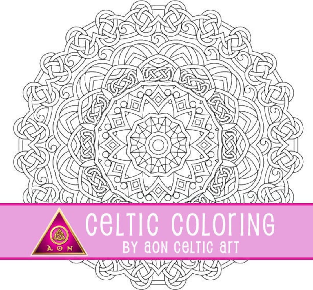 CELTIC COLORING Page Eternity Mandala Irish Colouring Dragons Animals ...