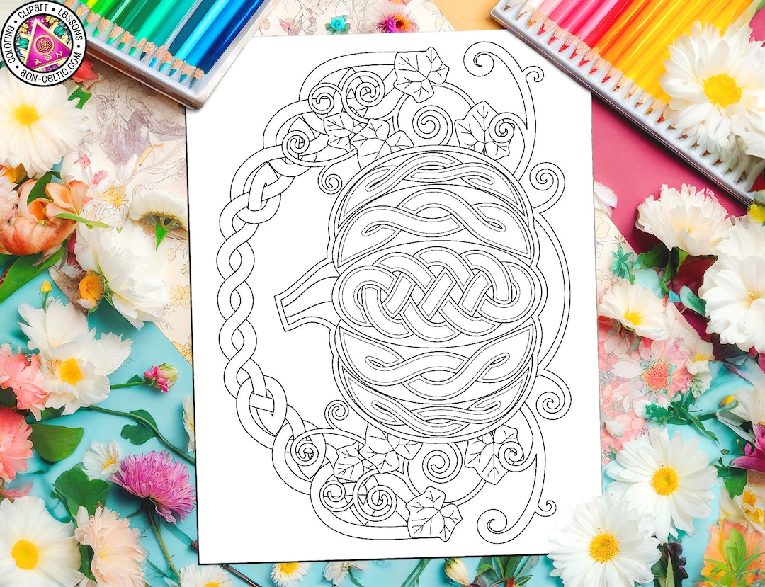 Celtic Pumpkin Coloring Page: Twisting Knots and Vines - Etsy