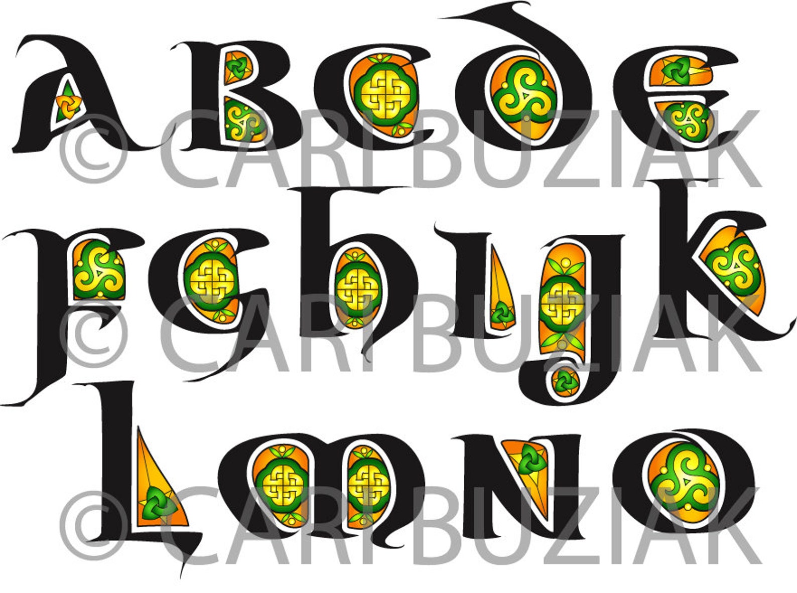 CELTIC Clipart ALPHABET Durrow Decorated Letters Irish - Etsy Canada