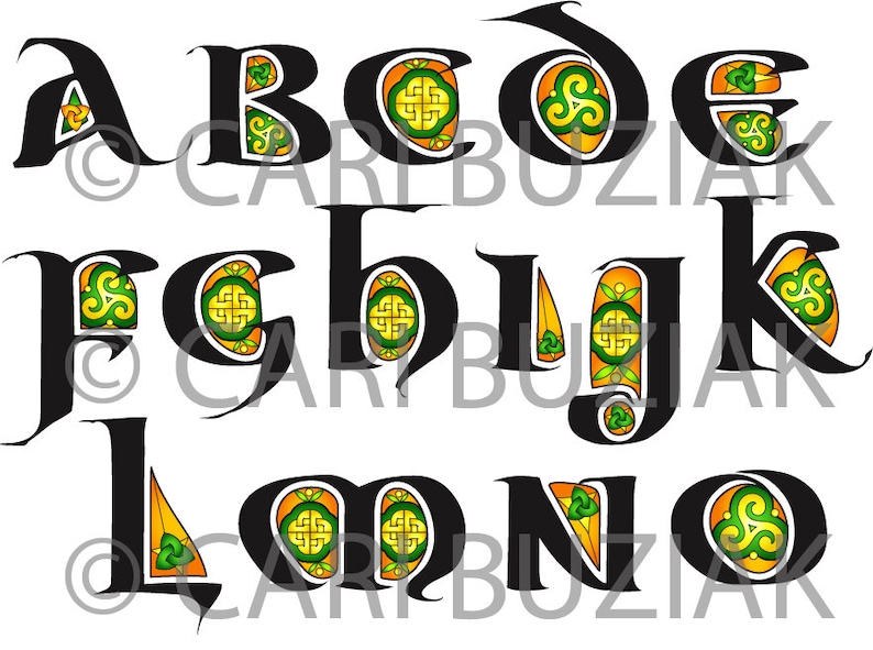CELTIC Clipart ALPHABET Durrow Decorated Letters Irish - Etsy Canada