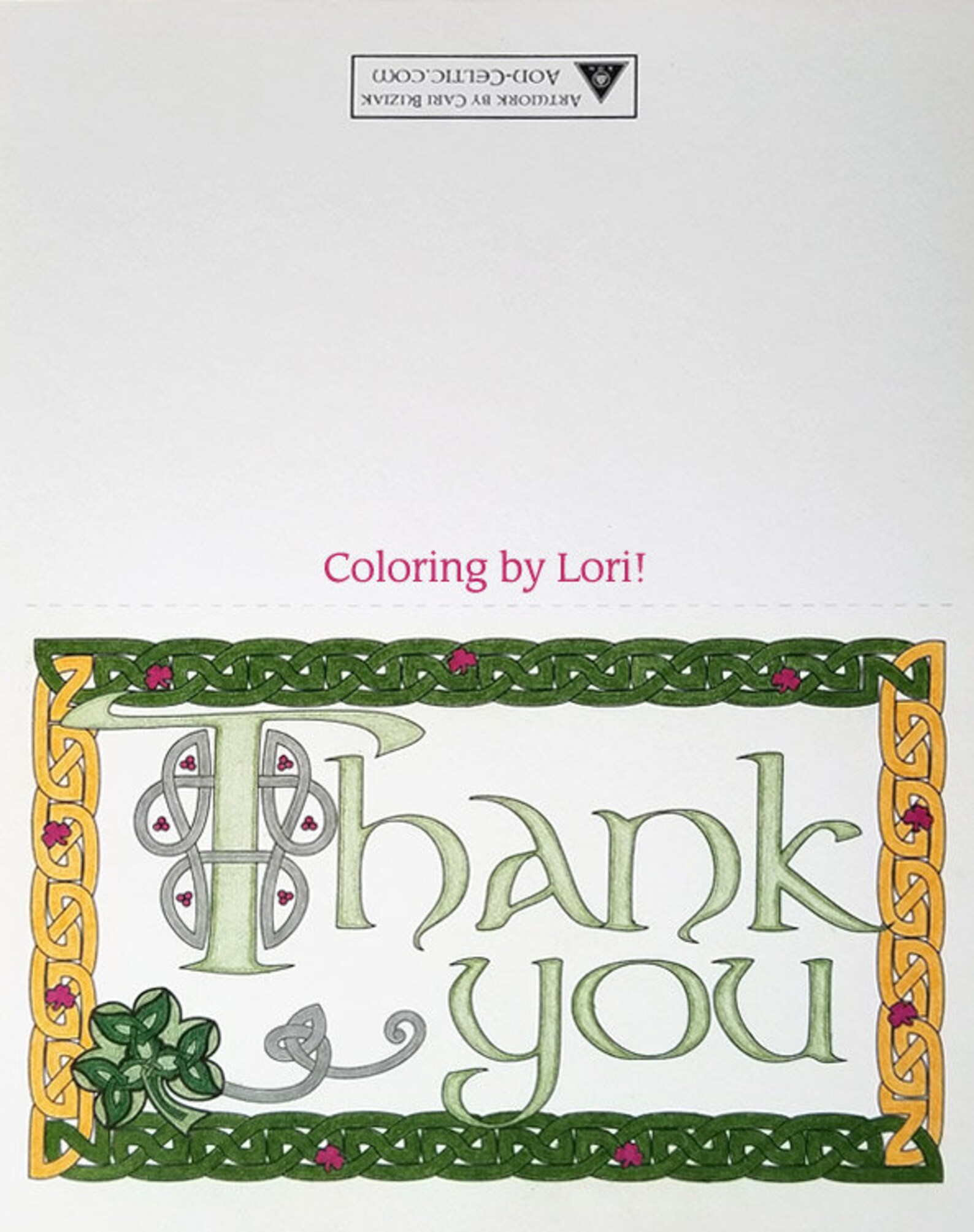 CELTIC Greeting CARD Knot Border Thank You Shamrocks Cards | Etsy