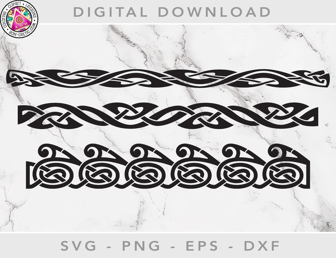 Irish Celtic Wave Border Stencils - Knotwork Clipart Set - Etsy