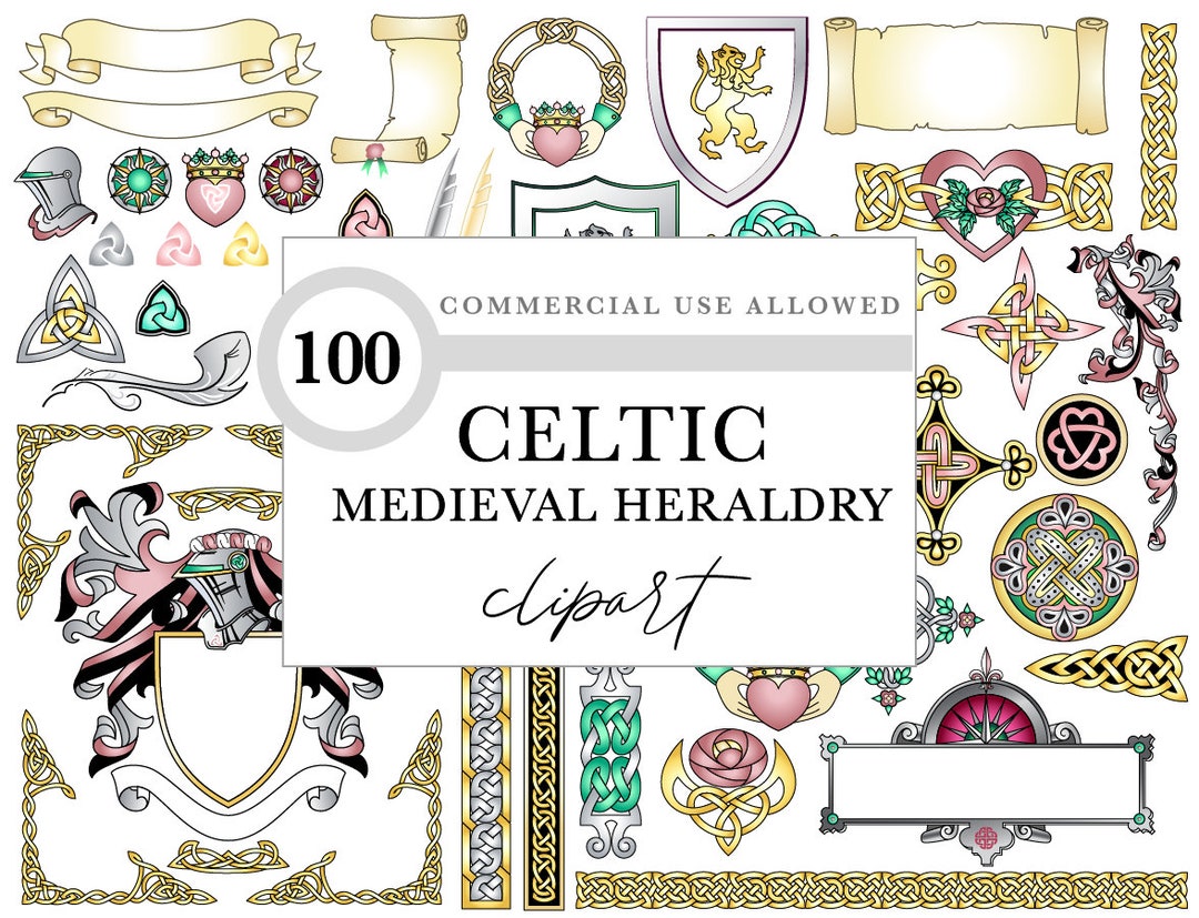 CELTIC Clipart Theme Pack Medieval Heraldry Clipart, INVITATIONS ...