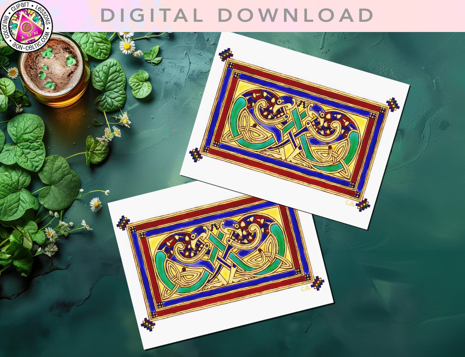 Celtic Greeting Cards, Gilded Peacocks, Irish Knotwork (printable PDF ...