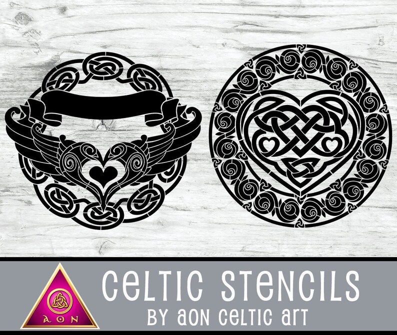 CELTIC STENCILS Valentines 2 Irish Cricut Silhouette Knots Fantasy Svg Cut File Clipart Clip Art ...