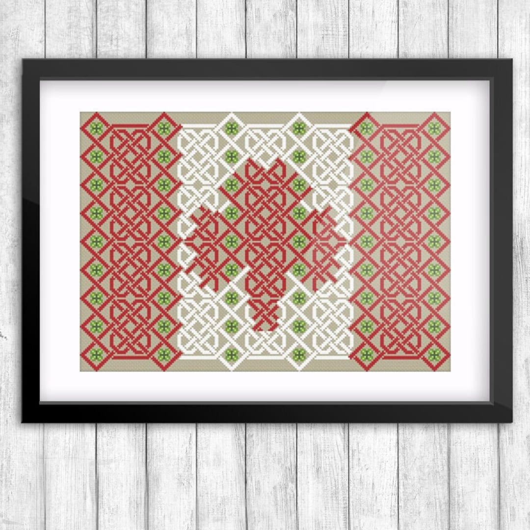 CELTIC Cross-stitch Pattern- Irish Canadian Flag, Irish Gift ...