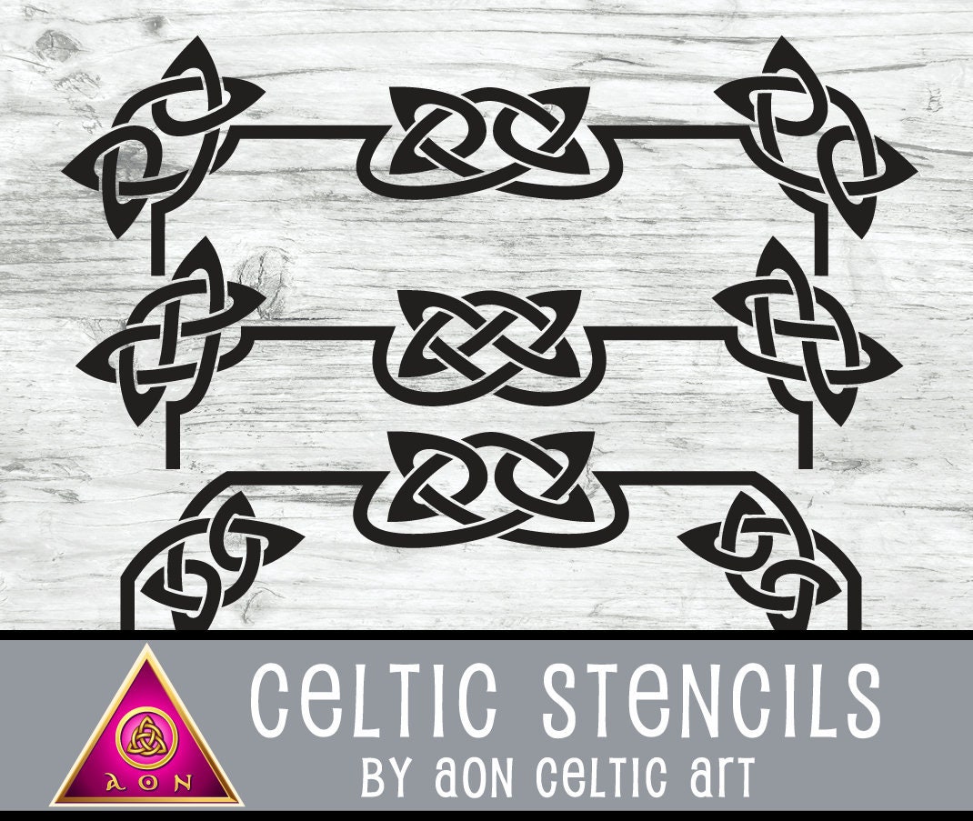 CELTIC STENCILS 3 Celtic Corner Twist FRAMES Irish Cricut Silhouette ...