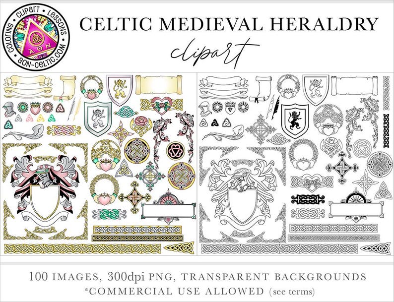 Celtic Clipart Collection, Medieval Heraldry, Knots (digital Pngs) - Etsy
