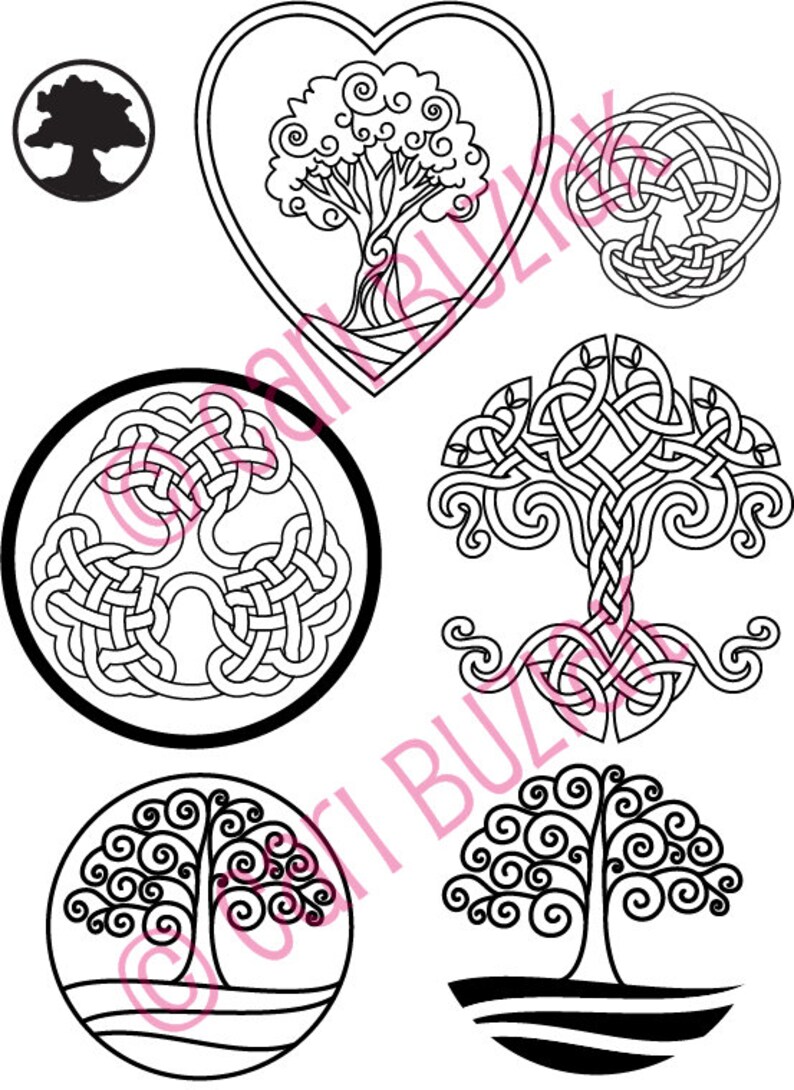 CELTIC TATTOO Clipart Tree of Life, Greenman, Pagan & Spiral Designs ...