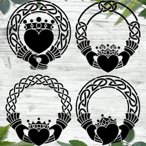 CELTIC STENCILS Claddagh Crests 1 Irish Cricut Silhouette Knots Fantasy ...