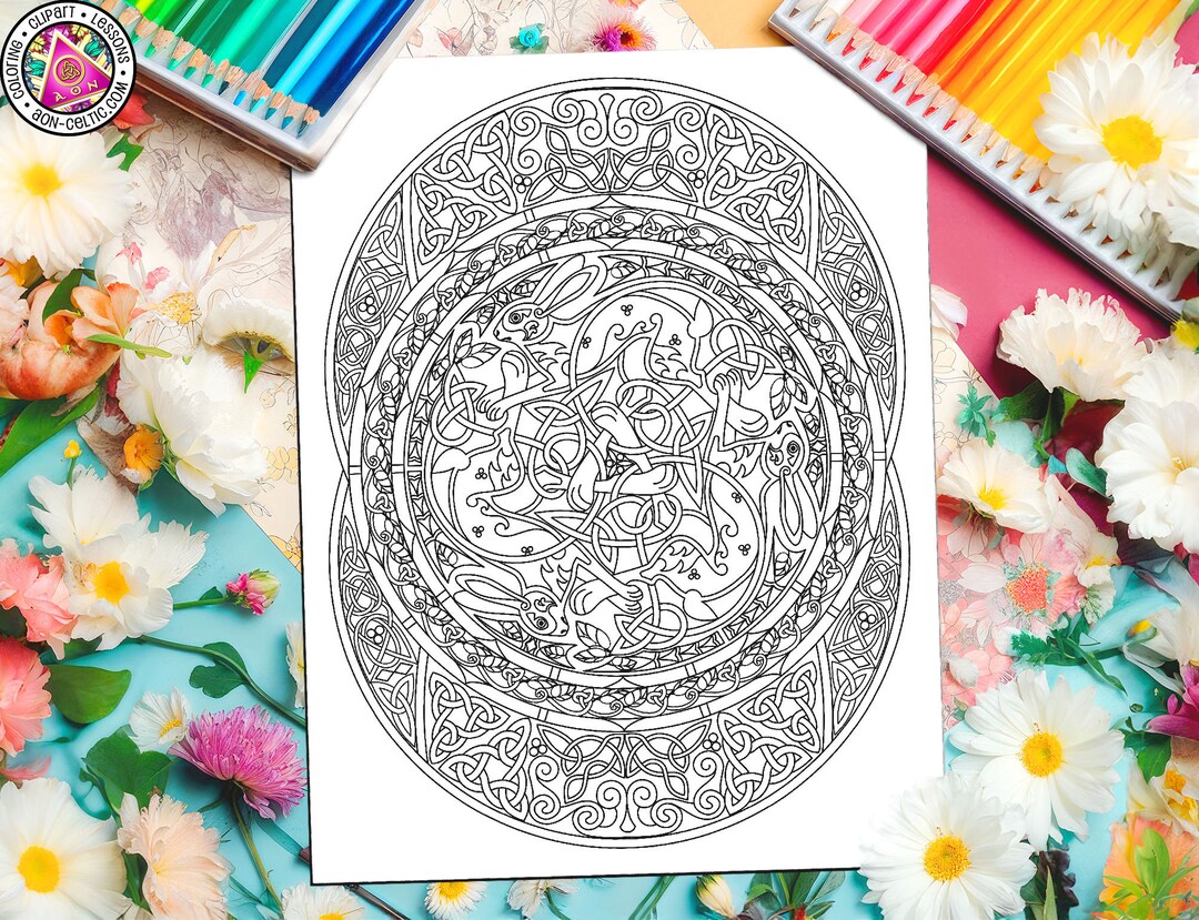CELTIC Rabbits - 'spring Rabbit Mandala', Easter Coloring Page, St ...