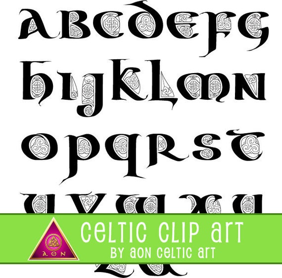 CELTIC Clipart ALPHABET Durrow Decorated Letters Black & - Etsy Canada